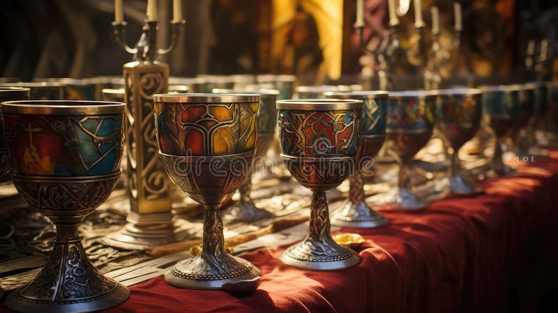 Table medieval wine goblet stock illustration. Illustration of ...