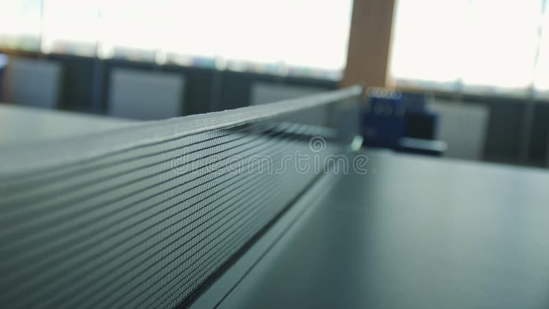 Table with Mesh for Ping Pong Game in Empty Hallway Stock Footage ...