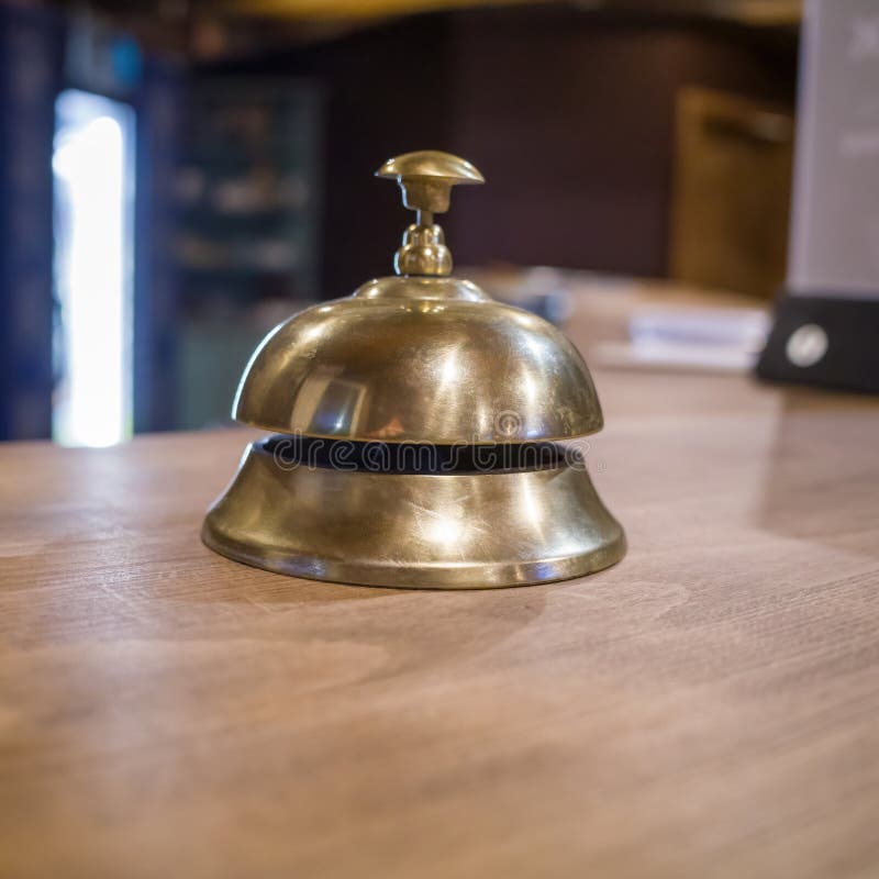 Table Metal Bell on the Bar Counter Stock Photo - Image of isolated ...