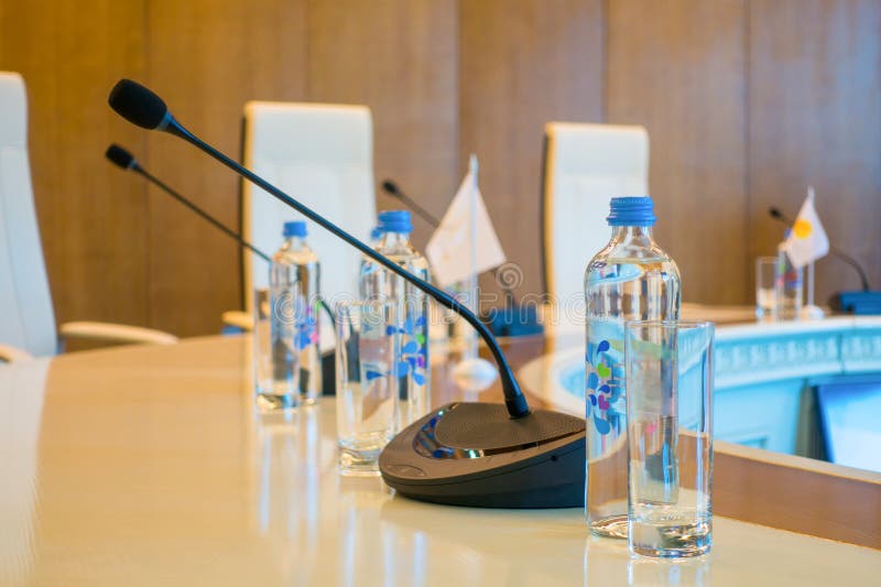 Table Microphone at Conference Hall Stock Photo - Image of lecture ...