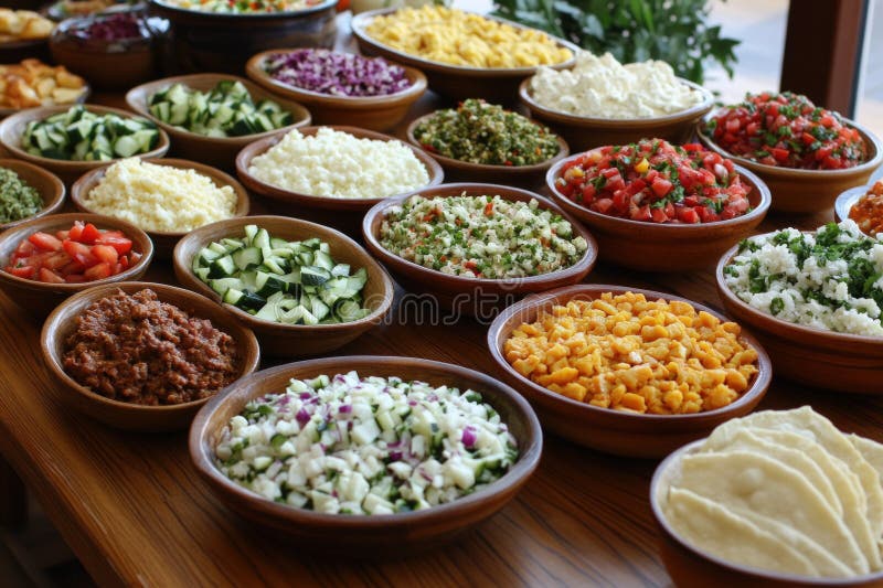 A Table of Middle Eastern Food, Vibrant and Appetizing, Culinary Theme ...