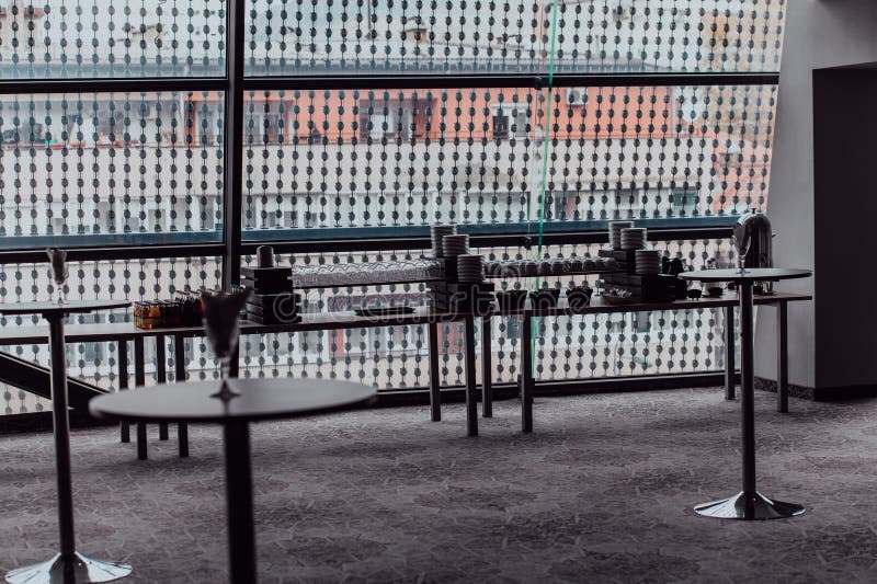 A Table in a Modern Hotel with Dishes Ready To Serve Guests Stock Photo ...