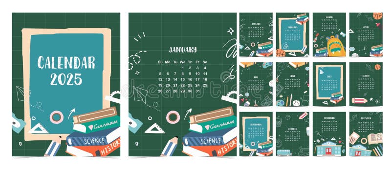 2025 Table Monthly Calendar Week Start on Sunday with School that Use ...