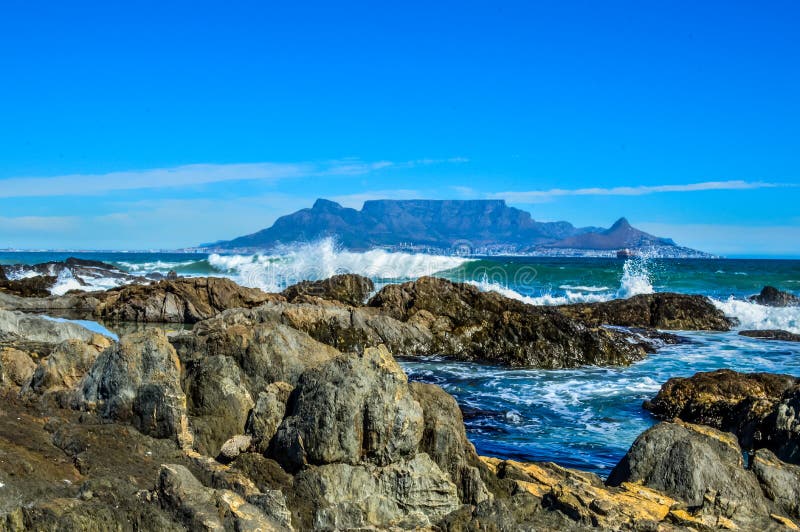 Table Mountain Beach , View from Blouberg Cape Town Stock Photo - Image ...