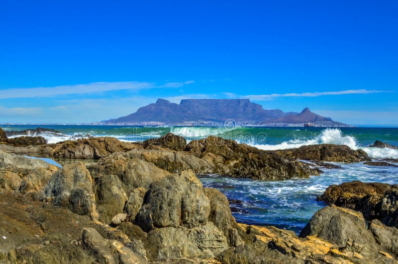 Table Mountain Beach , View from Blouberg Cape Town Stock Image - Image ...