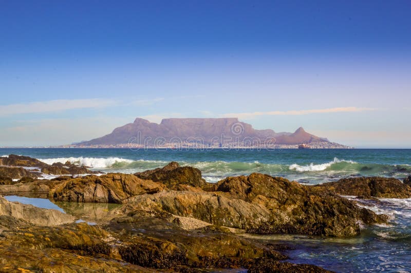 Table Mountain Beach , View from Blouberg Cape Town Stock Photo - Image ...