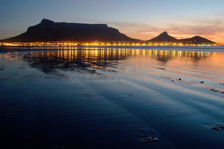 Table Mountain Sunset stock photo. Image of evening, beach - 631766