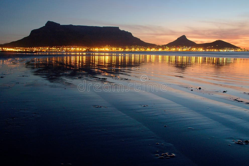 Table Mountain Sunset stock photo. Image of evening, beach - 631766