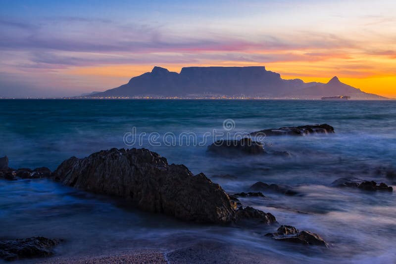 Table Mountain sunset stock image. Image of landscape - 34735185