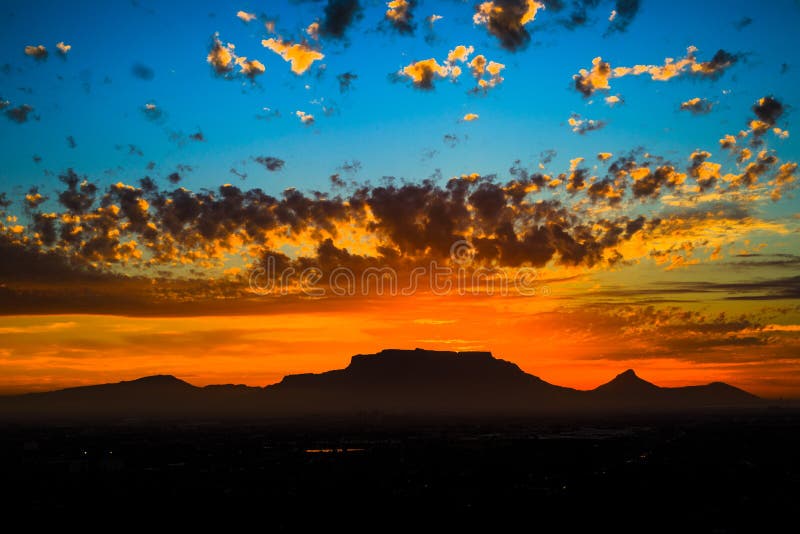 Table Mountain at night stock photo. Image of typical - 9058654