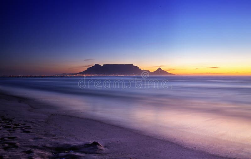 Table Mountain Sunset in South Africa Cape Town Silhouette Stock Image ...