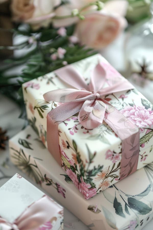 A Table with Multiple Wrapped Presents Stacked on Top, Suitable for ...