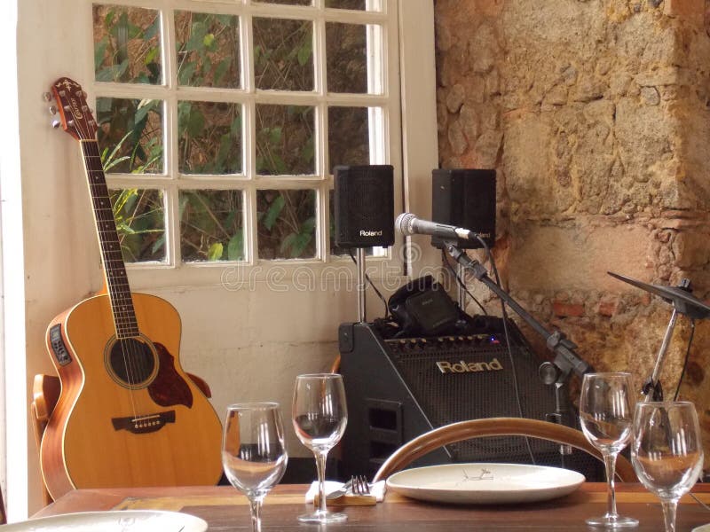Table, Musical Instrument, Interior Design, Restaurant Stock Photo ...
