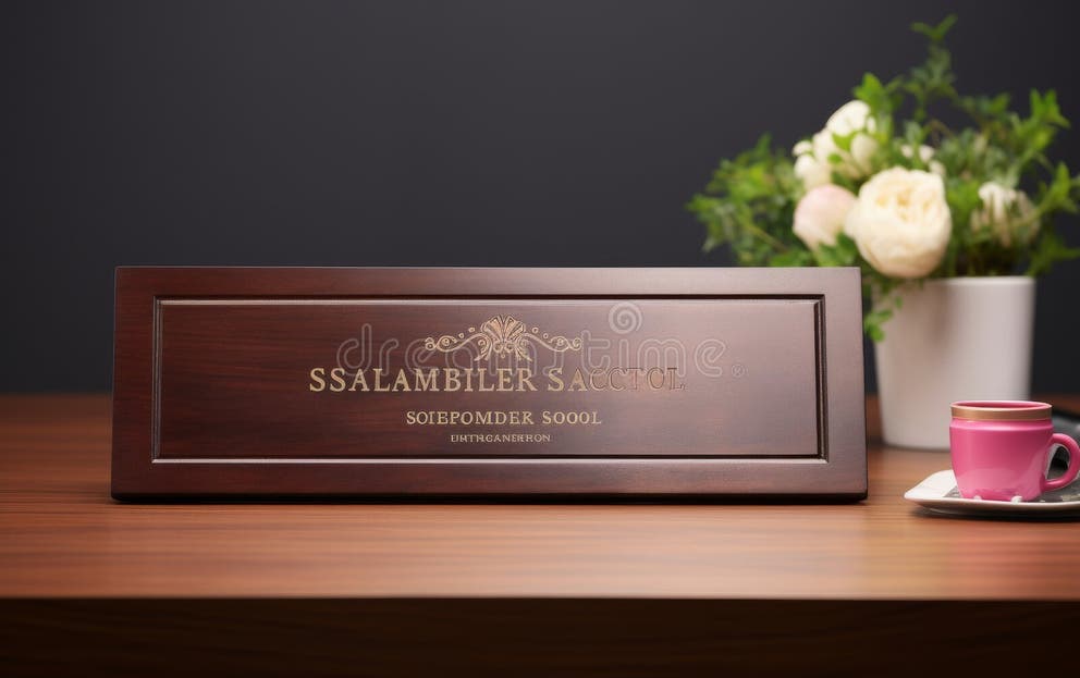 A Table with Name Plate stock illustration. Illustration of desktop ...