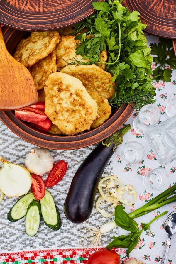 Table with National Russian Dishes Stock Photo - Image of cucumbers ...