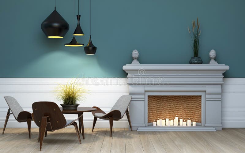 Elegant Luxury Contemporary Living Room with Fireplace Stock ...