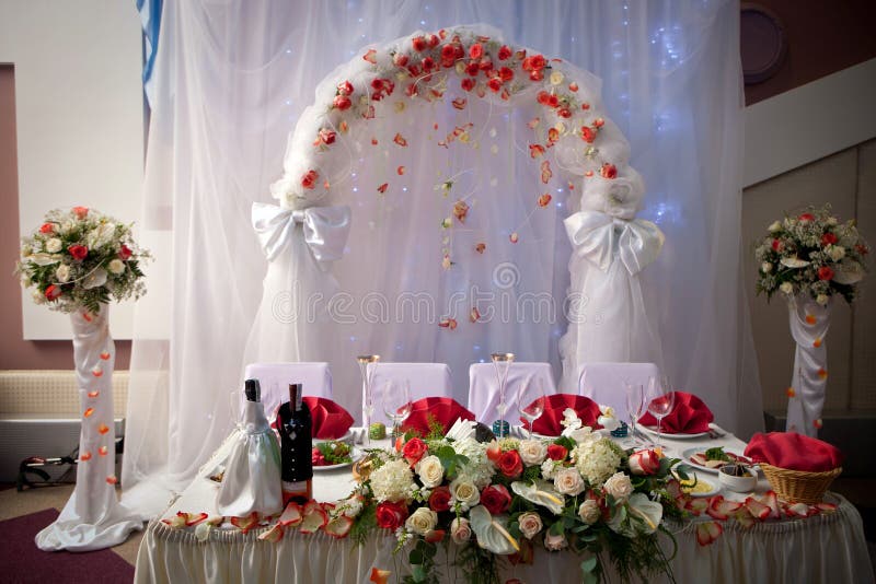 The Table of the Newly Married Couple, Festive Table Setting Stock ...