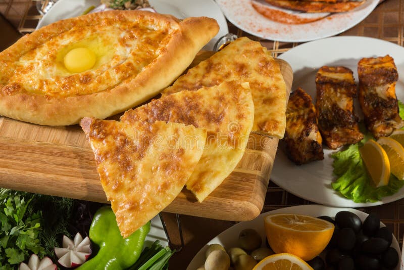 Table with Normal Food, Steaks and Potatoes. Stock Image - Image of ...