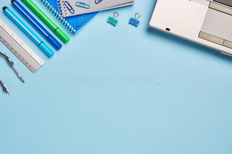 On the Table are Notebooks, Pencils, Pens, Ruler, Computer and Other ...