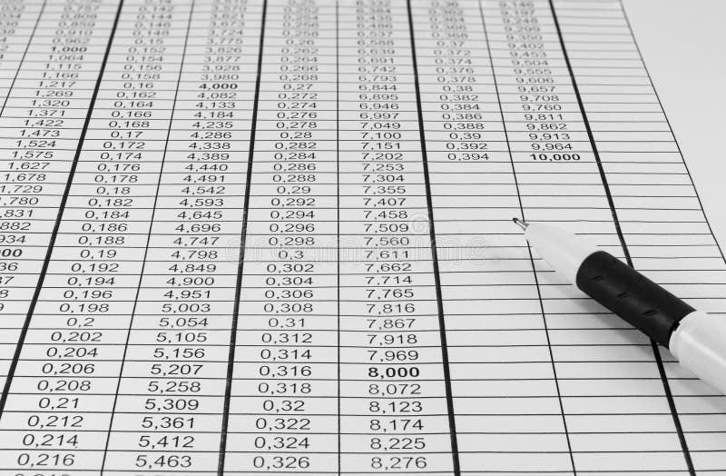 The Table with Numbers and Pen Stock Image - Image of list, education ...
