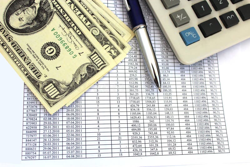 Table with Numerals and American Dollars Stock Image - Image of debtor ...