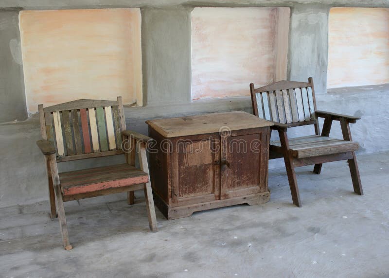 Table and old style chairs stock image. Image of bench - 48725067