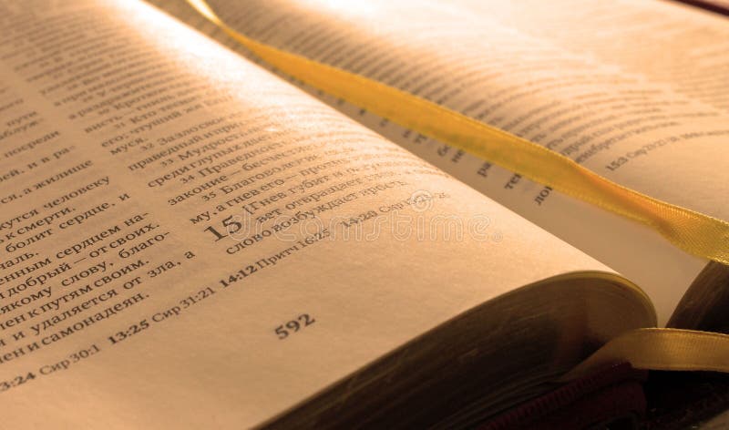 Open book on the table stock photo. Image of gospel - 185350714