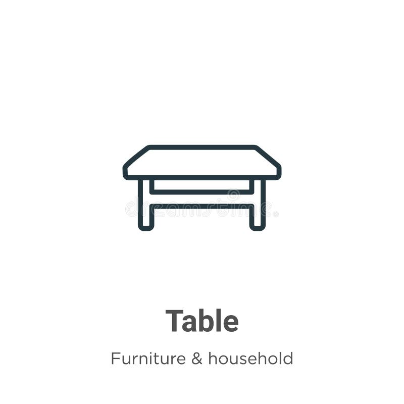 Round Table Outline Vector Icon. Thin Line Black Round Table Icon, Flat ...