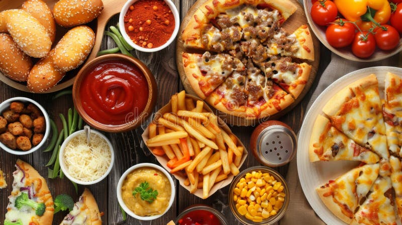 Rich Variety of Foods on Table Stock Image - Image of buffet, fruits ...