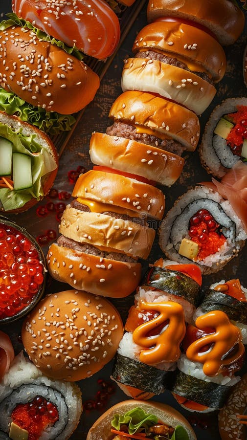 A Table Overflowing with Various Types of Food Stock Illustration ...