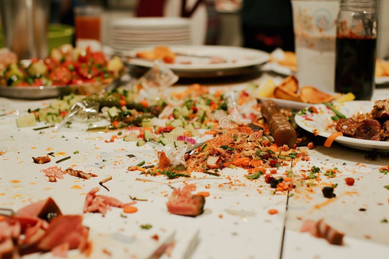 Table after a Party, Dotted with Food Scraps Stock Photo - Image of ...