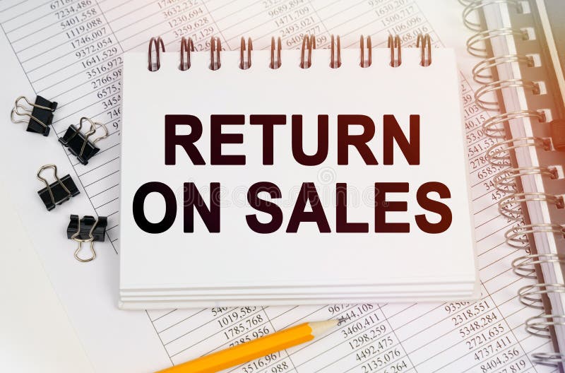 RETURN on SALES Text Written on a Sticky with Pencil and Glasses Stock ...