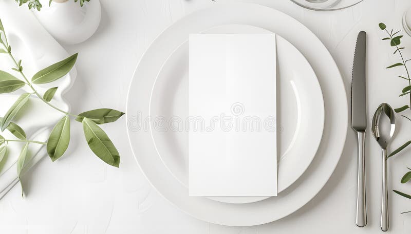 Table Place Setting Blank Menu Card Mockup or Reserve in Wedding Invite ...