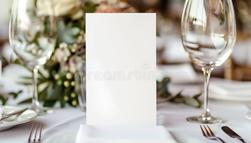 Table Place Setting Blank Menu Card Mockup or Reserve in Wedding Invite ...