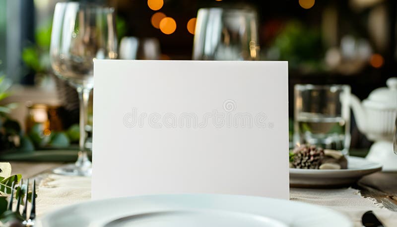 Table Place Setting Blank Menu Card Mockup or Reserve in Wedding Invite ...