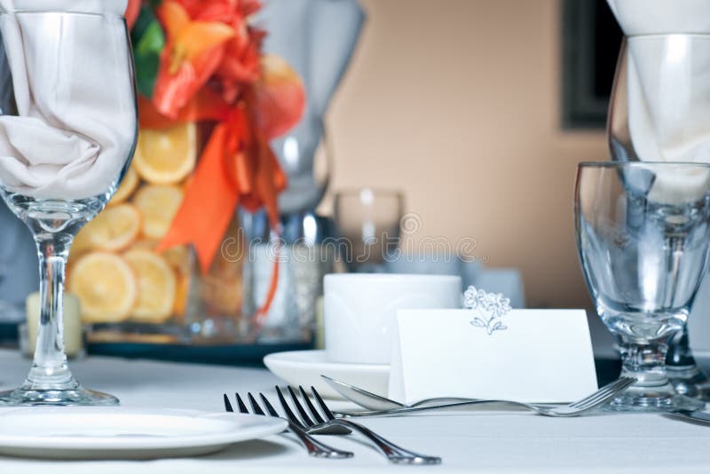 Table Place Setting with Colorful Center Piece Stock Image - Image of ...