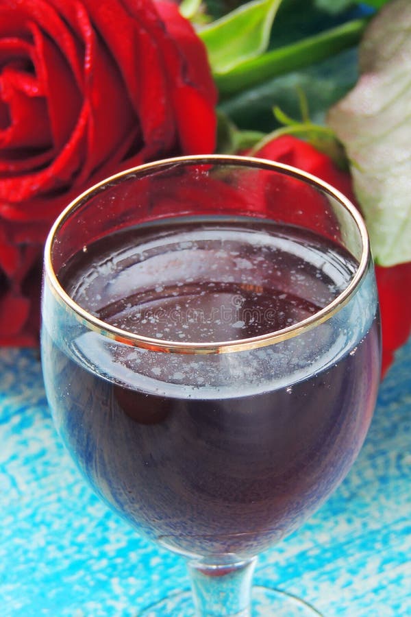 Red wine and roses stock photo. Image of banquet, love - 112185930