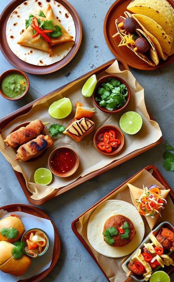 A Table with Plates of Food and Drinks Stock Illustration ...