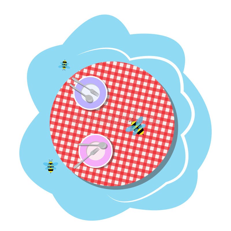 Table with plates stock illustration. Illustration of checkered - 248918523