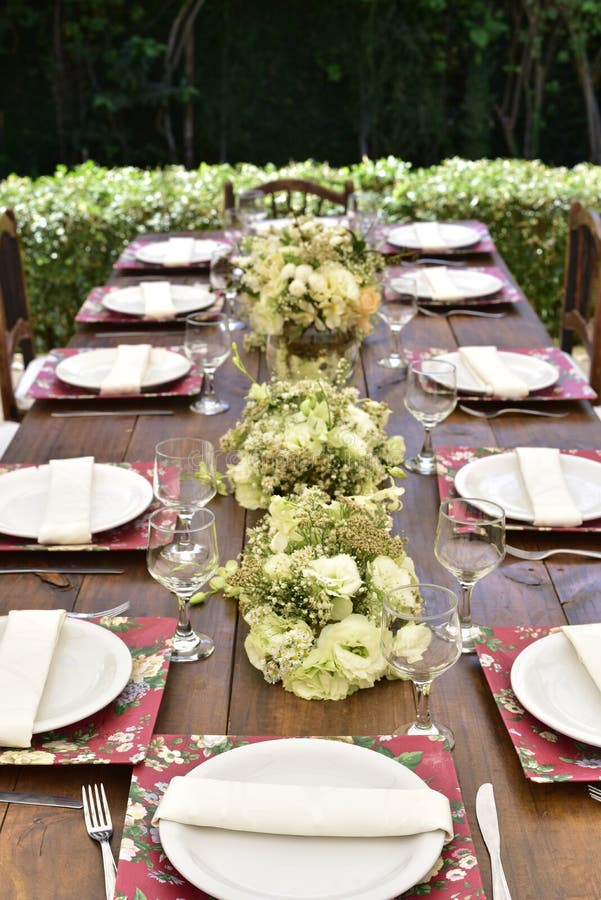 Table Prepared for the Party Dinner Stock Image - Image of glass ...