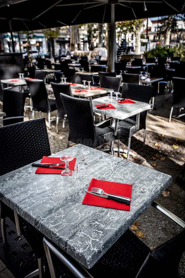 Table Prepared on a Restaurant Terrace Stock Image - Image of prepared ...