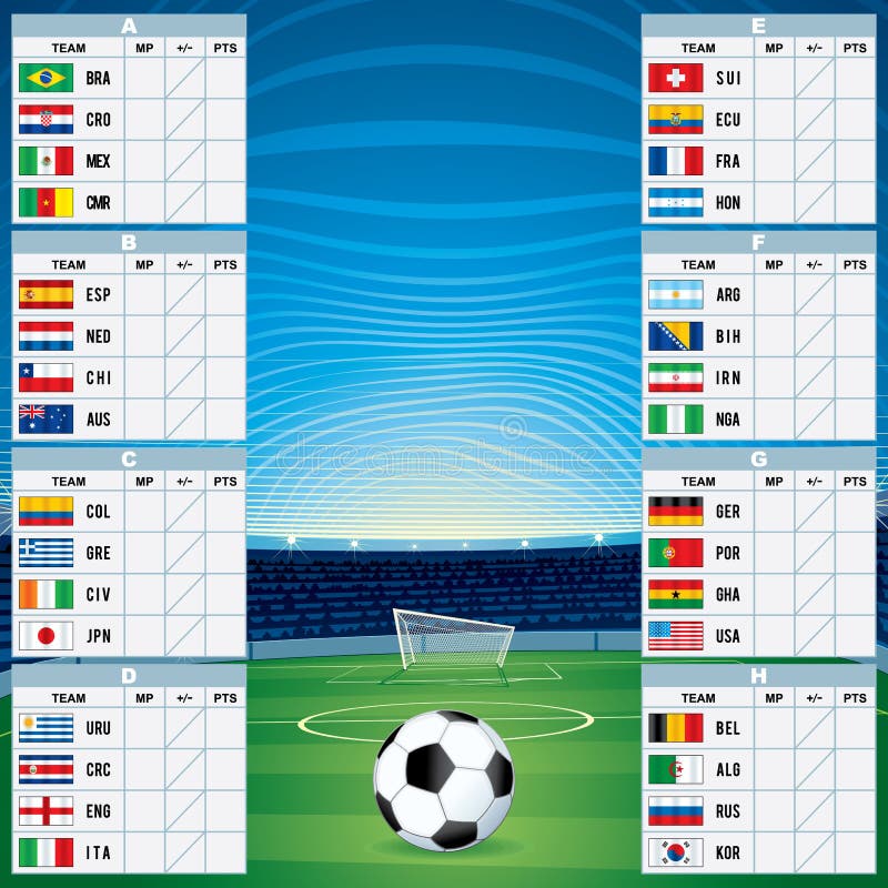 Table with Qualified Teams. Vector Template Stock Vector - Illustration ...