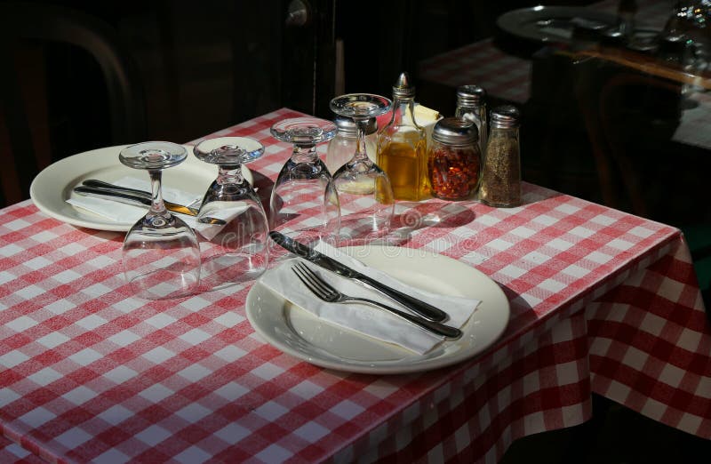 Table Ready for Dinner in Italian Restaurant Stock Image - Image of ...