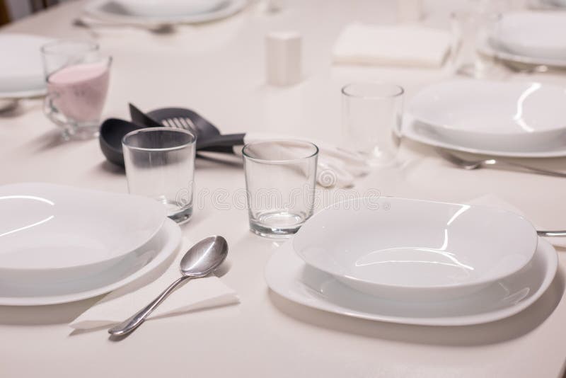 Table ready for nice lunch stock photo. Image of indoors - 206733100