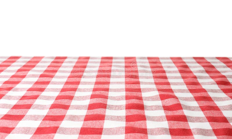 Table with Red Checkered Cloth on White Stock Photo - Image of ...