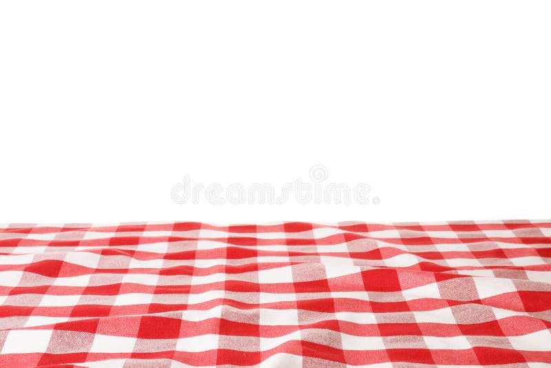 Table with Red Checkered Cloth on White Stock Image - Image of design ...