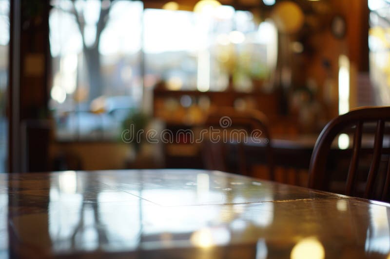 Table with Reflective Surface, Outoffocus Cozy Cafe Nook Behind Stock ...