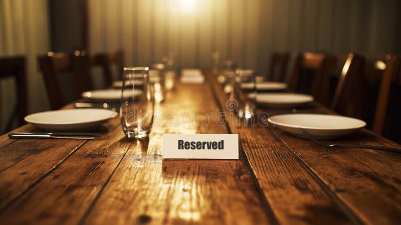 Table Reserved, Pristine White Tablecloth Draped, Awaiting Dining ...