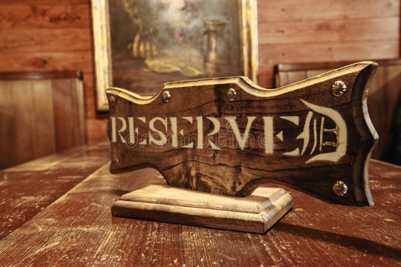 Wooden reserve table stock photo. Image of event, business - 117204042