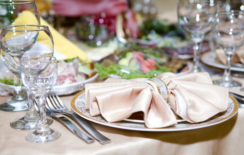 Table at restaurant. stock image. Image of dinner, plate - 13496301